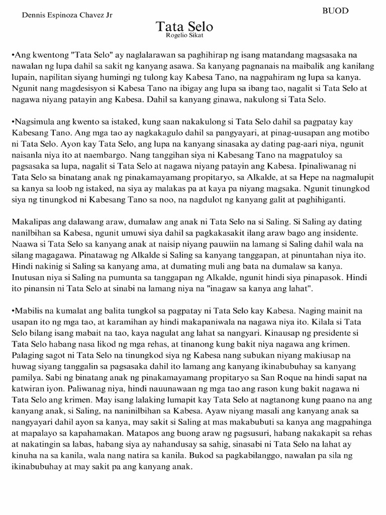 Ang Kwentong Tata Selo Ay Naglalarawan Sa Paghihirap NG Isang Matandang Mag - 20240902 - 063158 ...