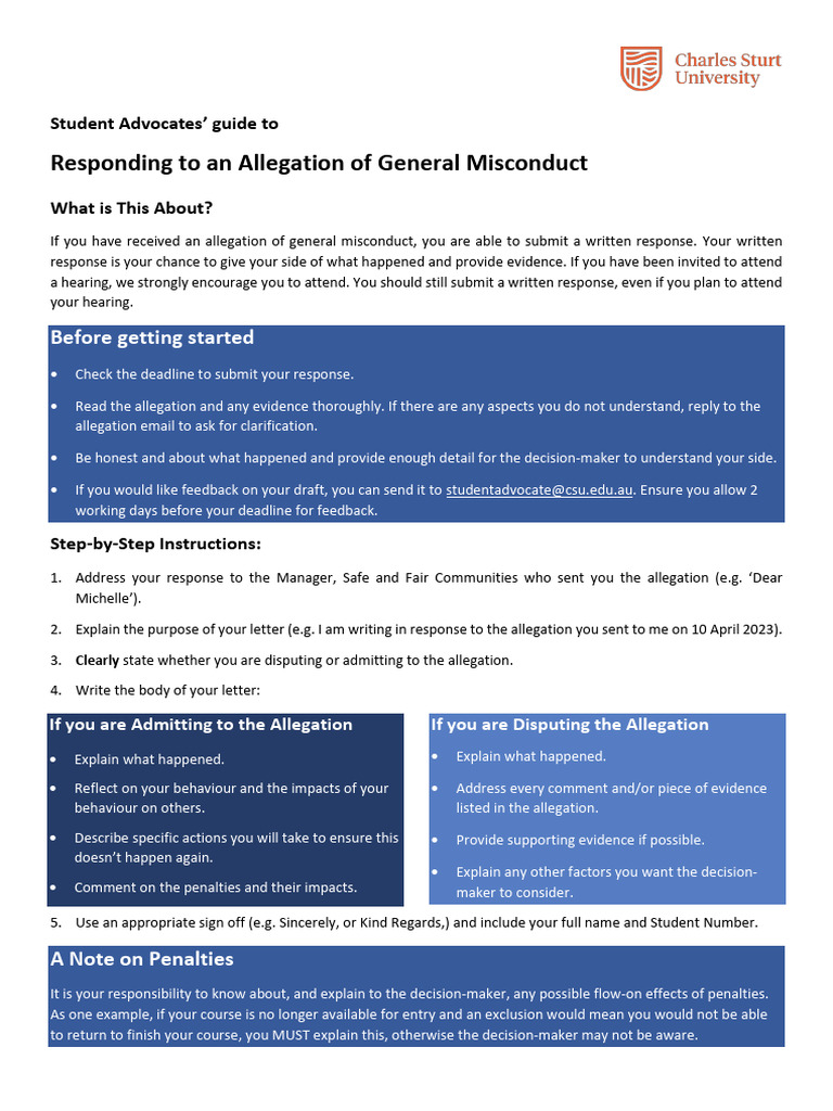 Responding to an Allegation of General Misconduct | PDF | Decision Making