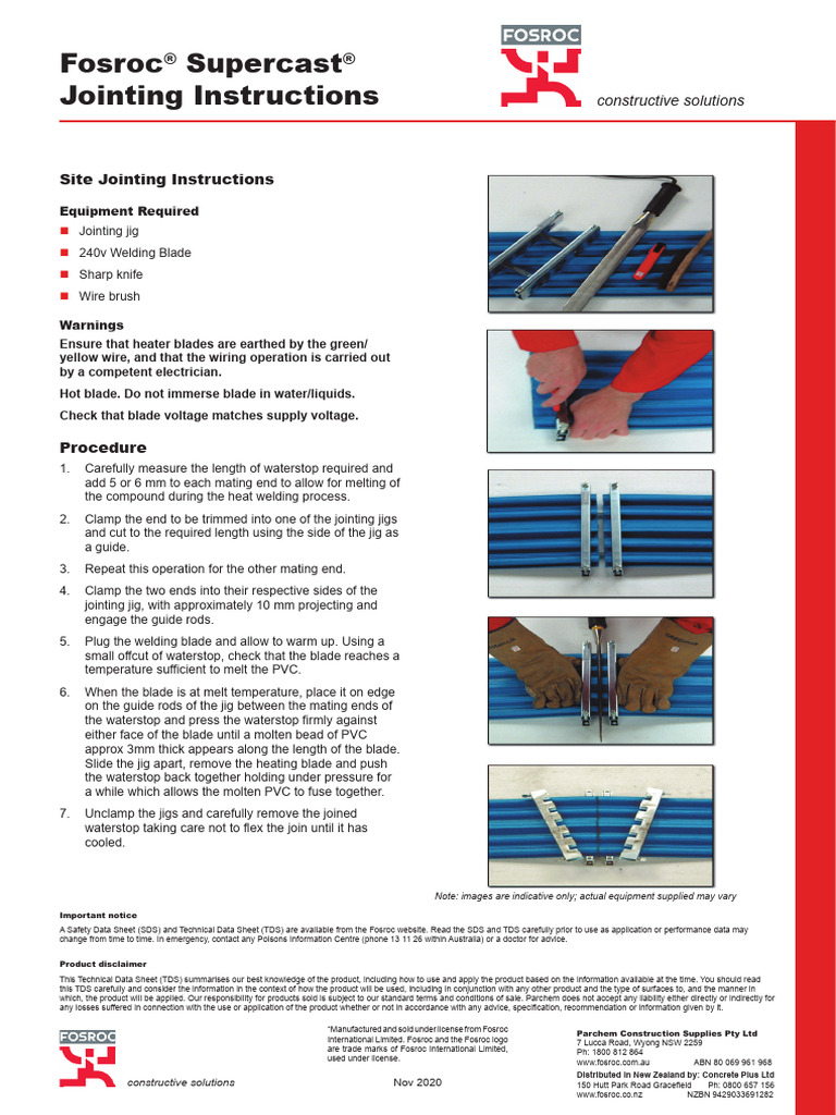 Fosroc Supercast Jointing Instructions | PDF | Welding | Construction
