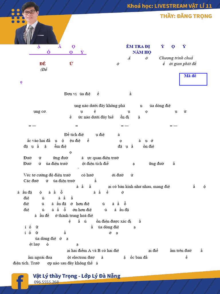 Đề 01 - Ôn tập kiểm tra Học Kì 1-XONG | PDF