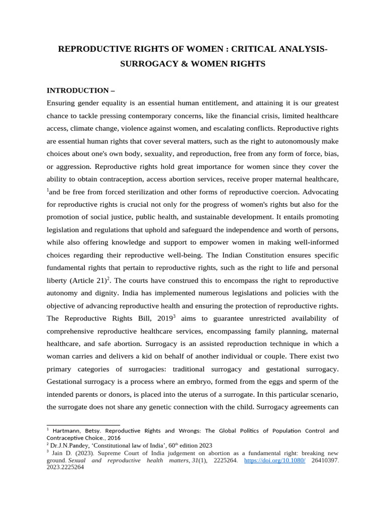 Surrogacy Pdf Surrogacy Reproductive Rights