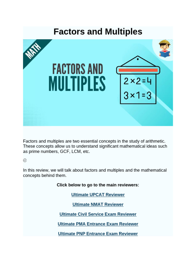 Factors and Multiples | PDF | Numbers | Discrete Mathematics
