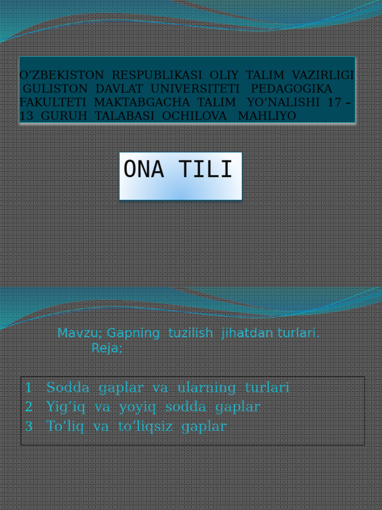 Portal - Guldu.uz ONA TILI | PDF