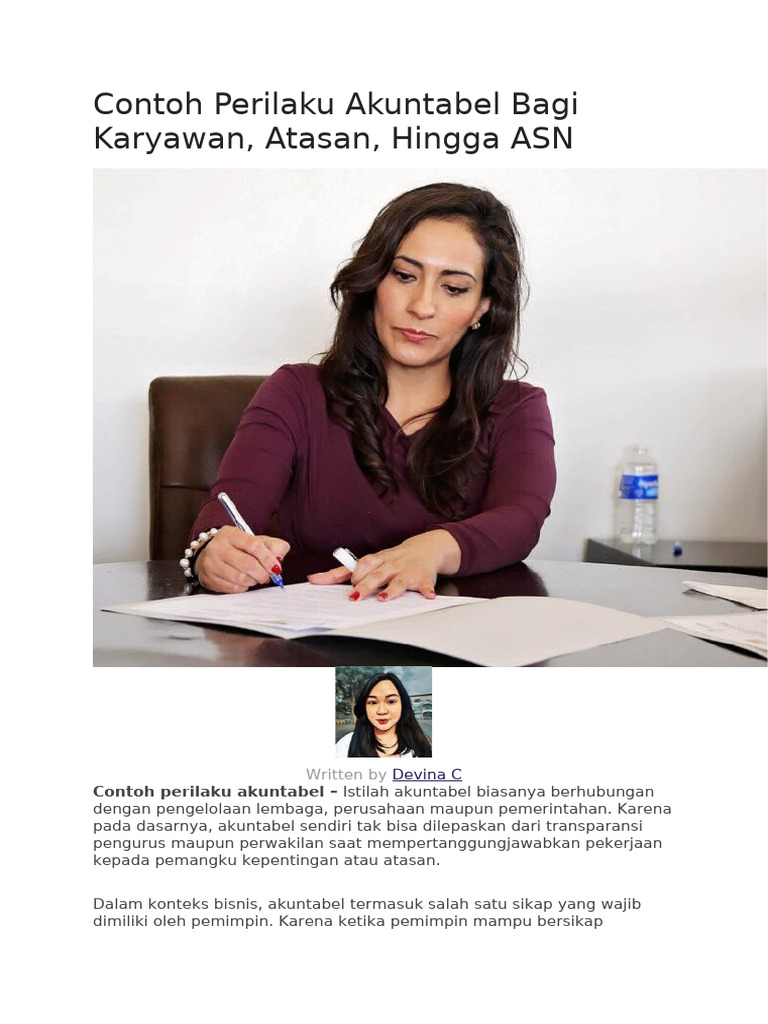 Contoh Perilaku Akuntabel Bagi Karyawan | PDF | Pengelolaan Keuangan & Uang