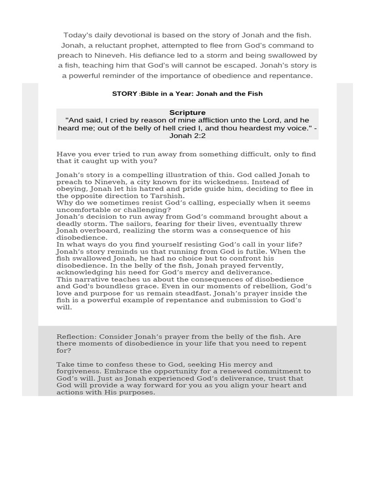 Today - Jonah and The Fish | PDF