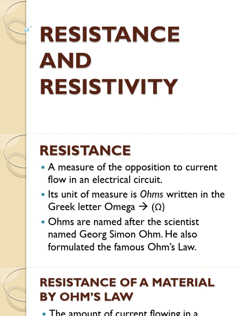 LECTURE 11 - RESISTANCE AND RESISTIVITY | PDF | Electrical Resistance ...