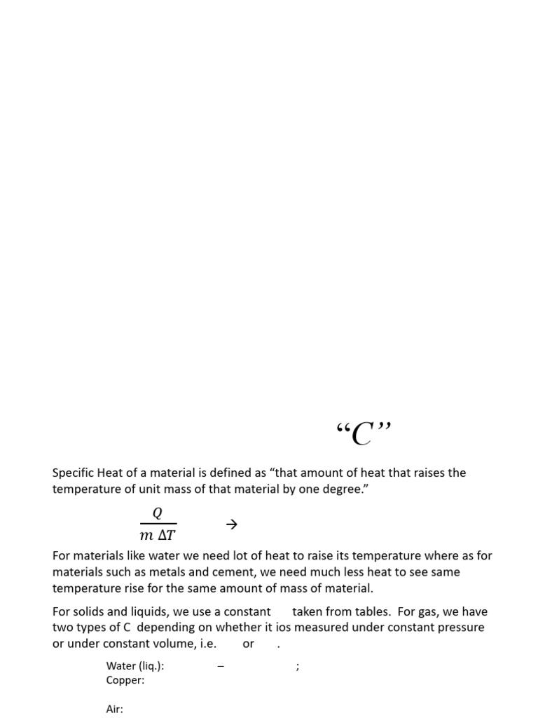 Specific Heat and Thermodynamics Overview | PDF | Heat | Liquids