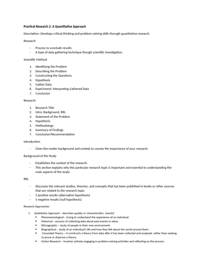 Practical Research 2 Reviewer | PDF | Methodology | Hypothesis