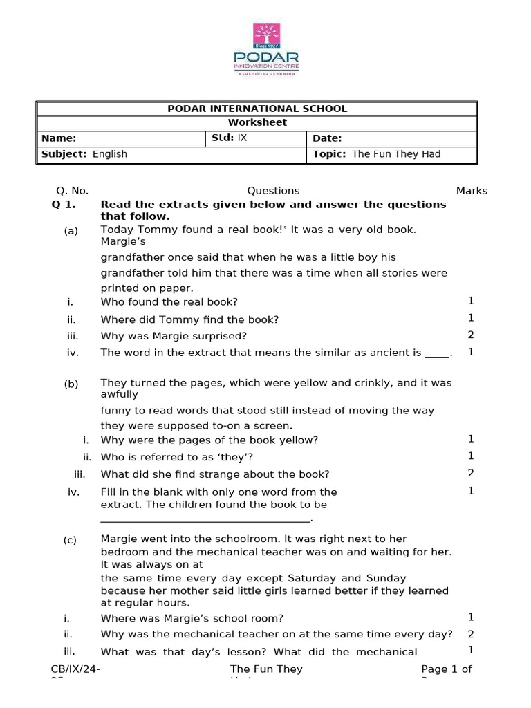 The Fun They Had 1 | PDF