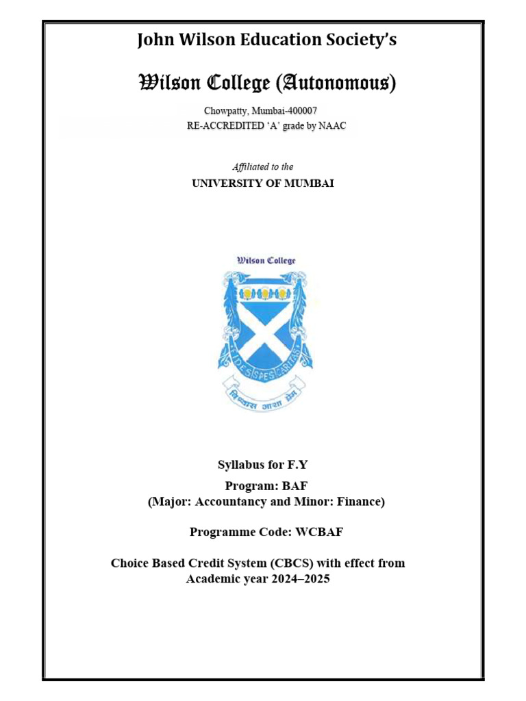 FYBAF (24-25) - Syllabus (NEP) | PDF | Audit | Inventory