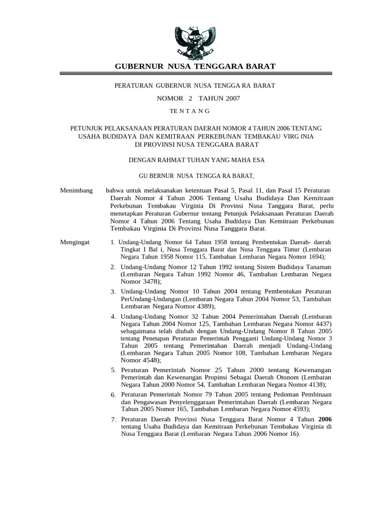 Pergub Nomer 2 2007 | PDF