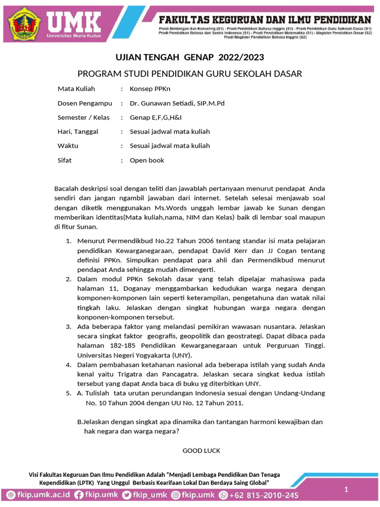 UTS Konsep PPKN SMT Genap 2022 N 2023 | PDF | Karier & Perkembangan