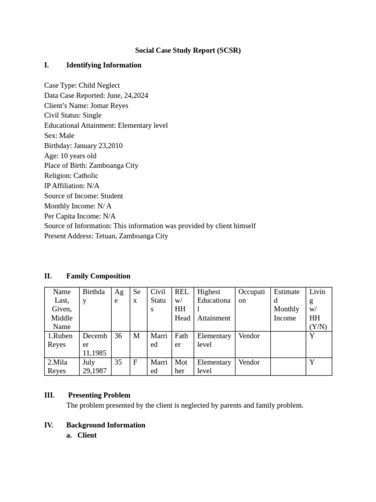 Case Study Report | PDF | Wellness
