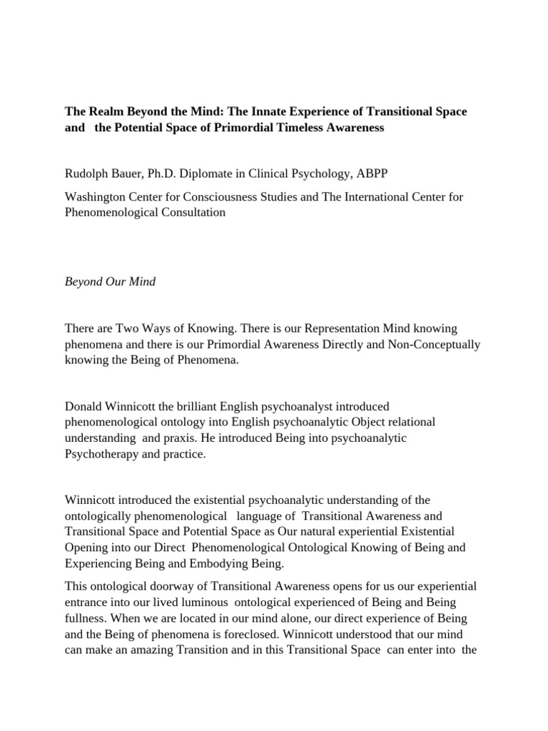 The Realm Beyond The Mind The Innate Exp | PDF | Experience | Self