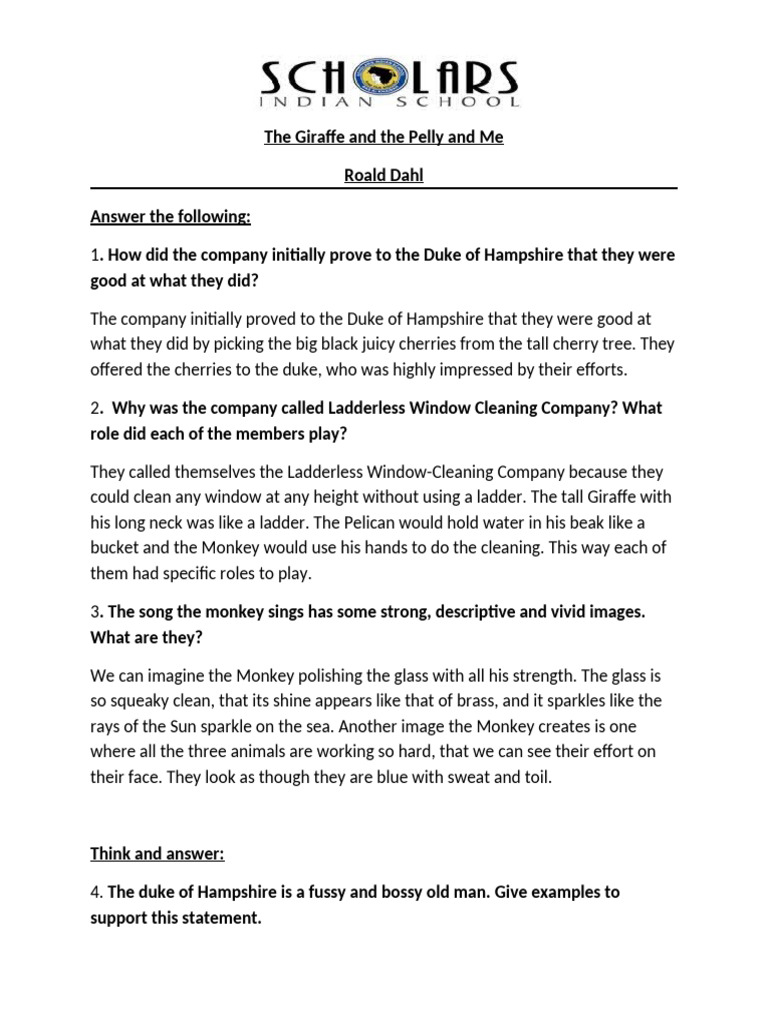 The Giraffe and The Pelly and Me-Notes 1 | PDF | Language Arts & Discipline