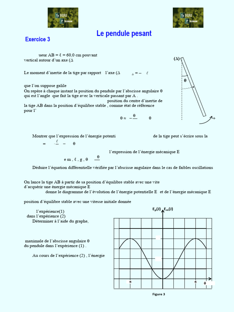 Exercice sur le pendule pesant | PDF | Pendule (physique) | Phénomène ...
