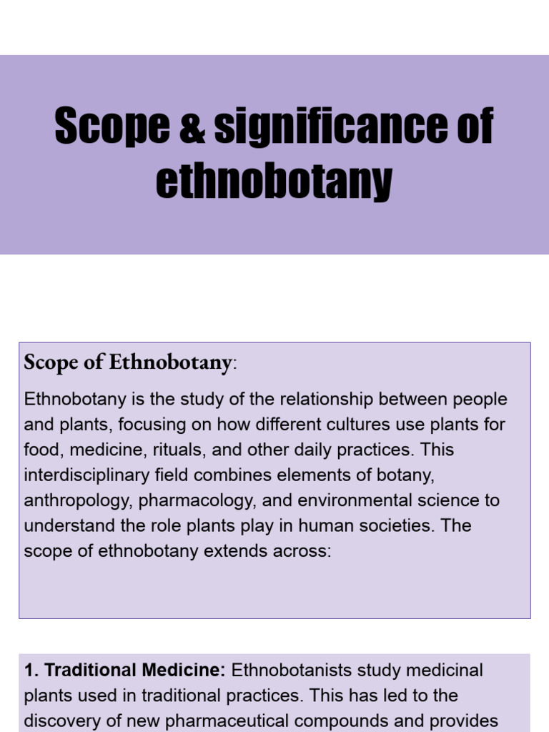 Scope & Significance of Ethnobotany | PDF | Ethnobotany | Conservation Biology