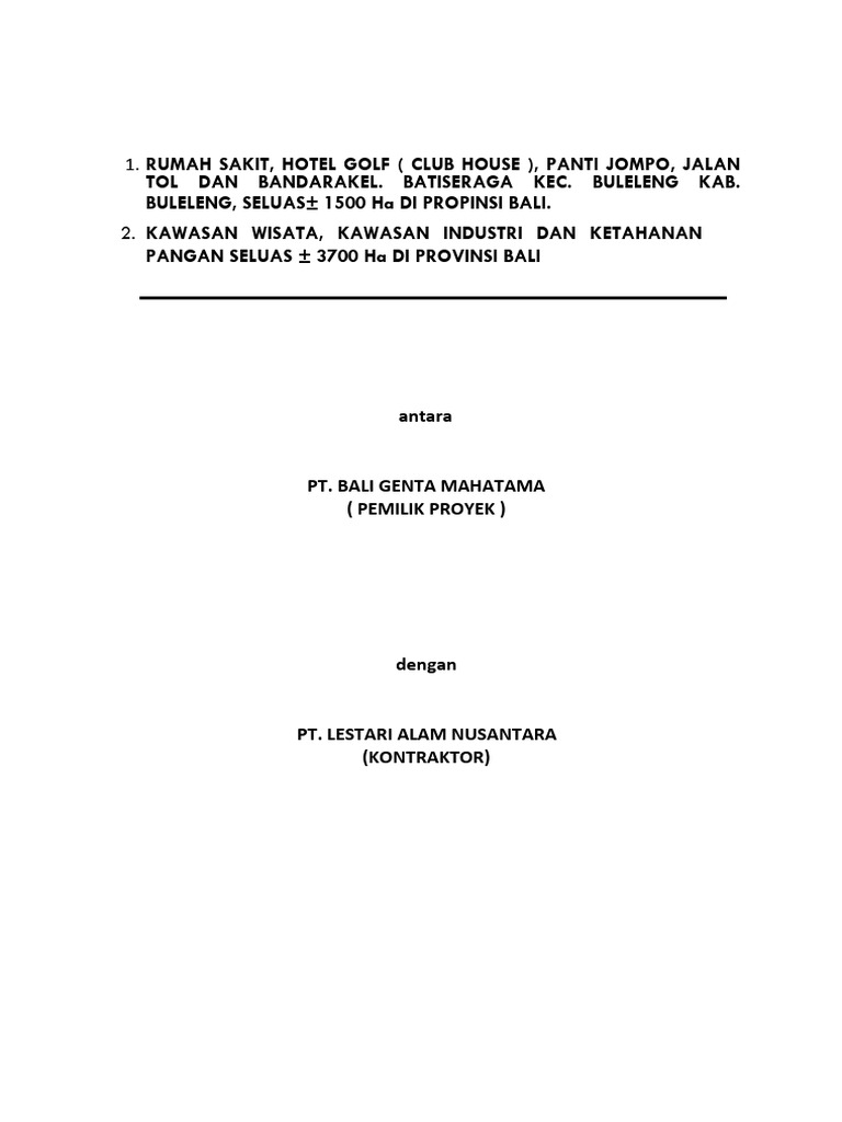 Contoh - Draft Kontrak Pihak Owner DGN Pihak MainCont | PDF