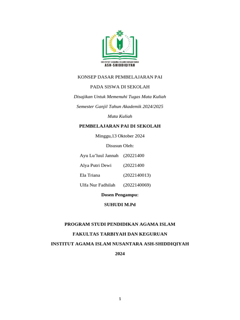 Konsep Dasar Pembelajaran Pa1 Ulfa | PDF