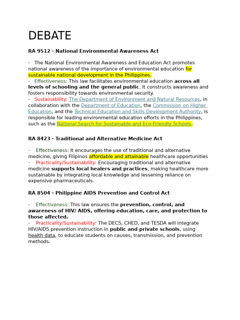 Debate | PDF | Public Health | Sustainability