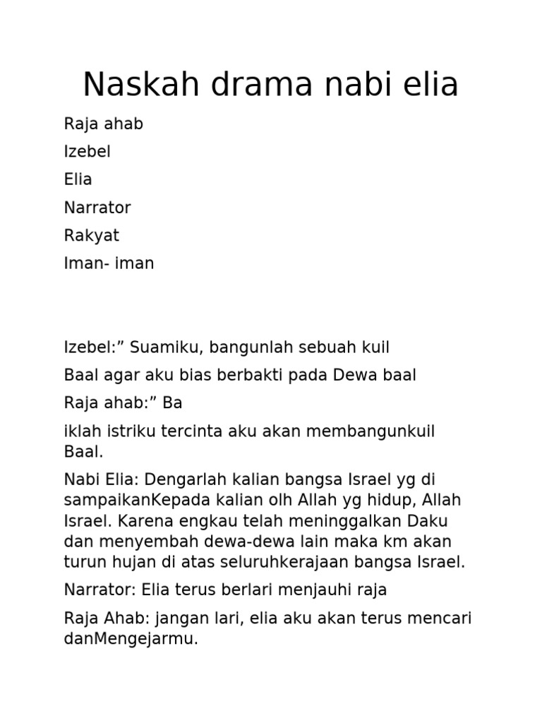 Naskah Drama Nabi Elia | PDF