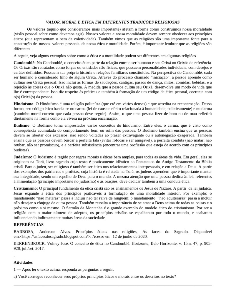 Ética Nas Tradições Religiosas | PDF | Moralidade | Torá