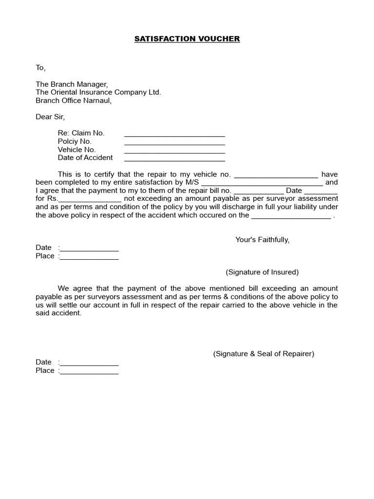 Satisfaction - Letter (1) Oriantal | PDF | Finance & Money Management