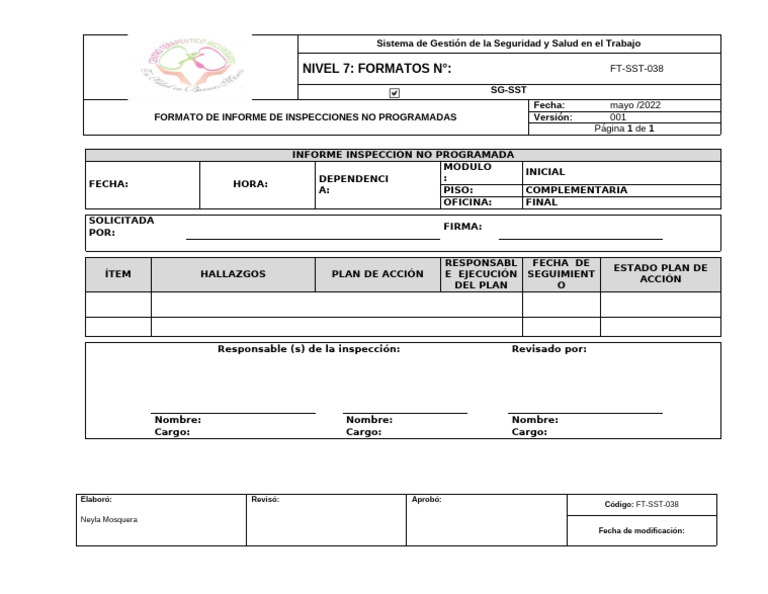 Informe de Inspecciones SST | PDF