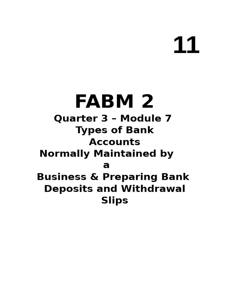 Fabm2 q3 Module 7.types of Bank Accounts | PDF | Transaction Account | Identity Document