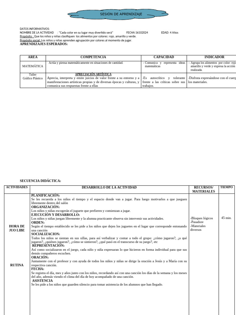 Clasificacion Por Color Pdf Evaluación
