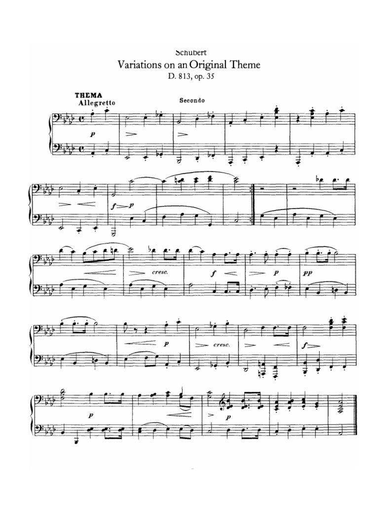 Variations On An Original Theme, D 813 | PDF