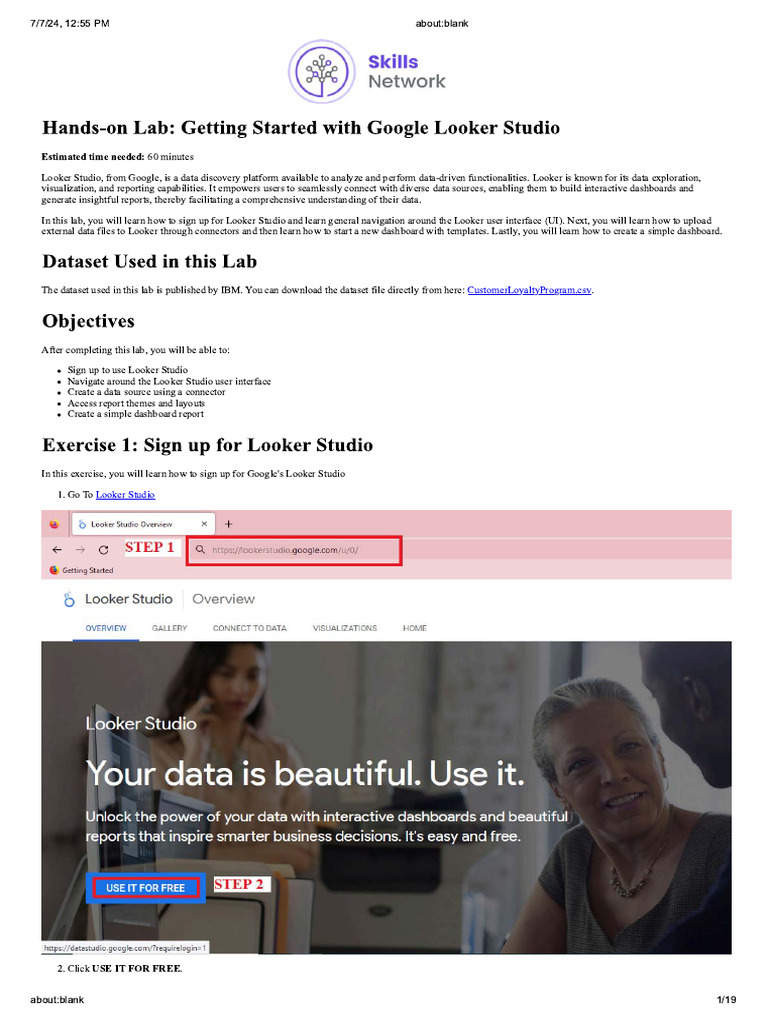 Hands-On Lab - Getting Started With Google Looker Studio | PDF