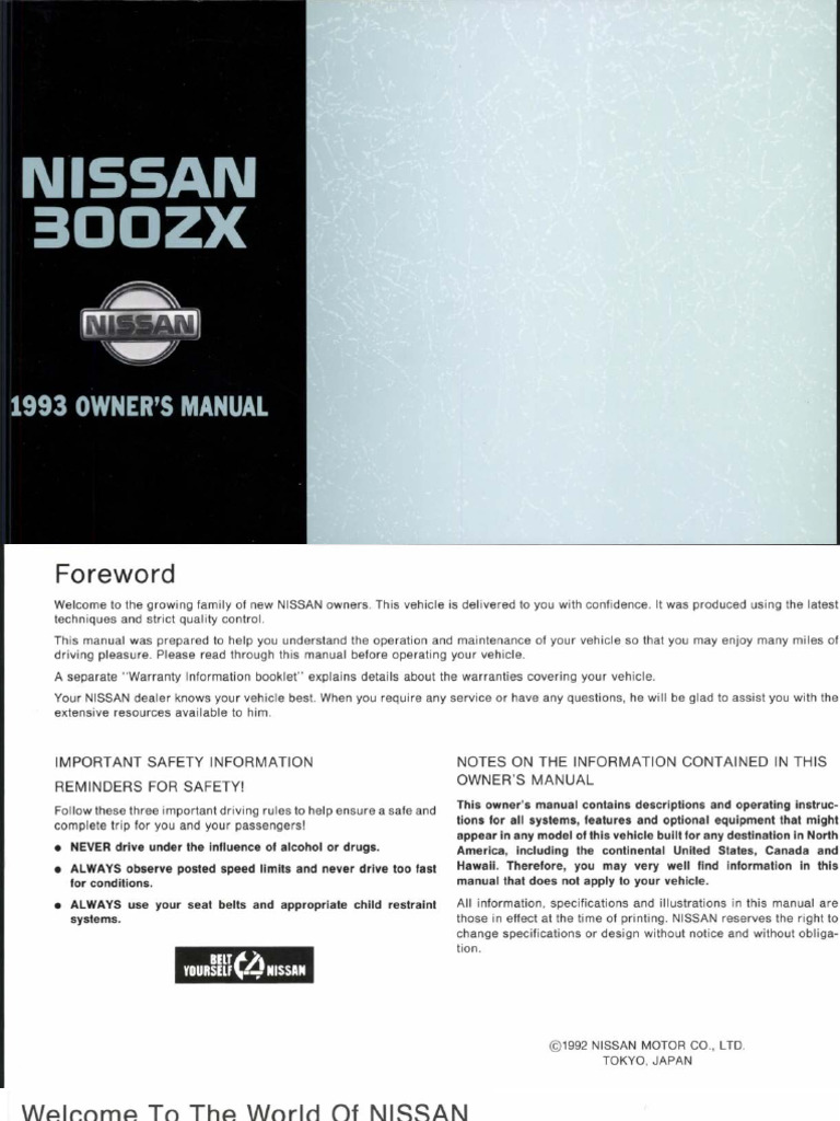 1993 300ZX Owners Manual | PDF