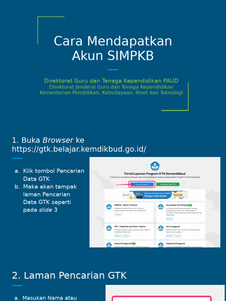 Cara Mendapatkan Akun SIMPKB | PDF