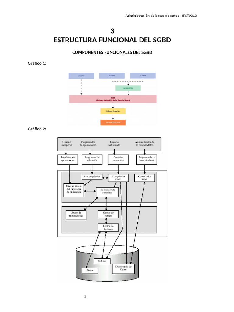 3 - Estructura Funcional Del SGBD | PDF | Bases de datos | Lenguaje de programación