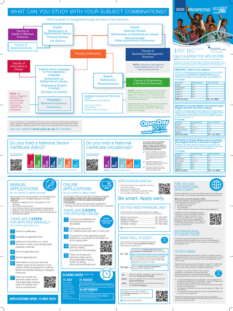 Cput Prospectus Poster 2020 - Print | PDF | Mathematics | Travel Visa