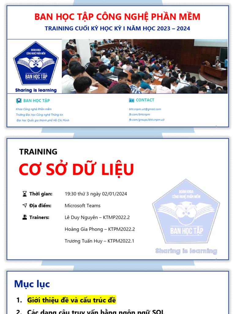 BHTCNPM Slide CSDL CK1 2023 2024 | PDF