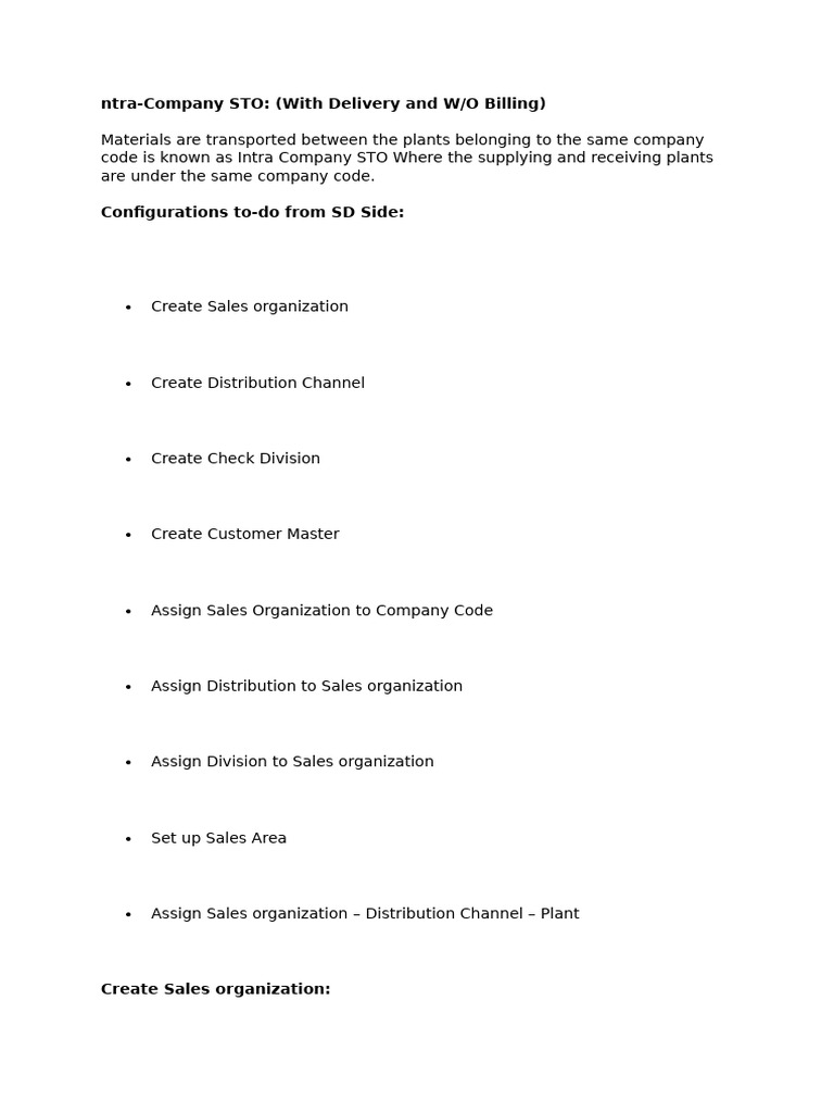 Intracompany STO Hana - M SD | PDF | Logistics | Business
