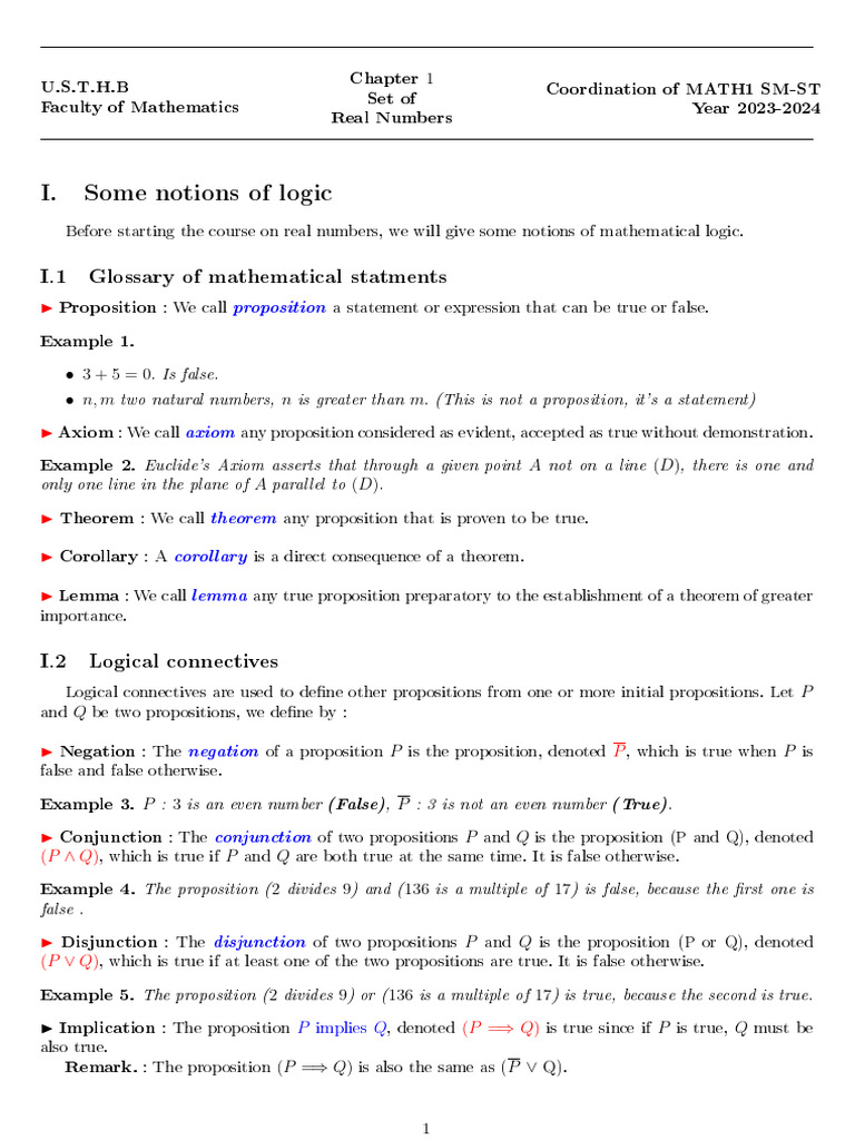Real Numbers and Mathematical Logic Concepts | PDF | Theorem | Axiom