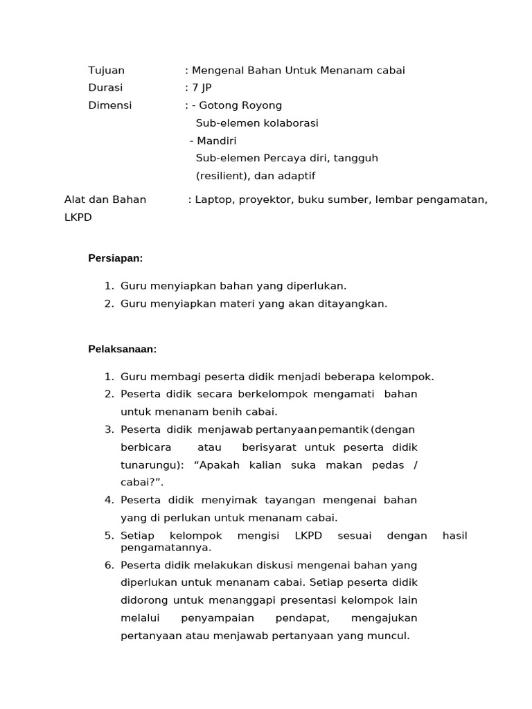 Modul Ajar P5 Mengenal Bahan Pdf