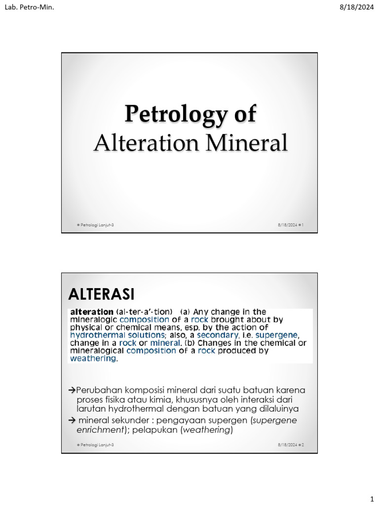 Petrologi Lanjut-3 Petrology and Genesis of Mineral Alteration-Hand Out ...