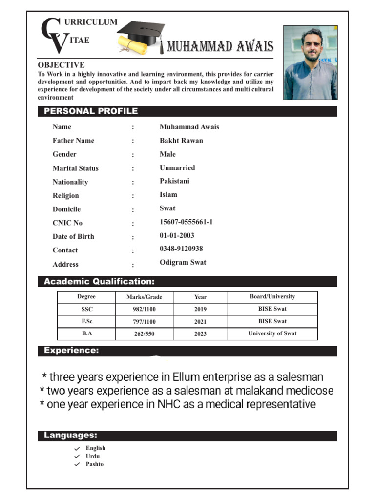 Awais CV. Comm | PDF