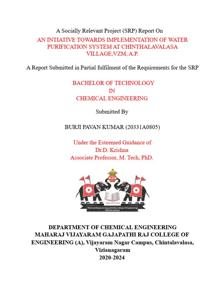 Pavan S SRP report | PDF | Water | Properties Of Water