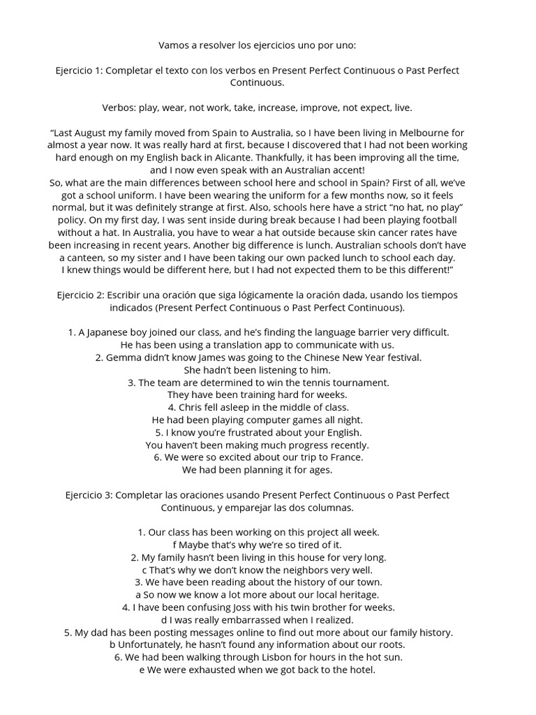 Vamos A Resolver Los Ejercicios Uno Por Uno Ejercicio 1 Completar El ...