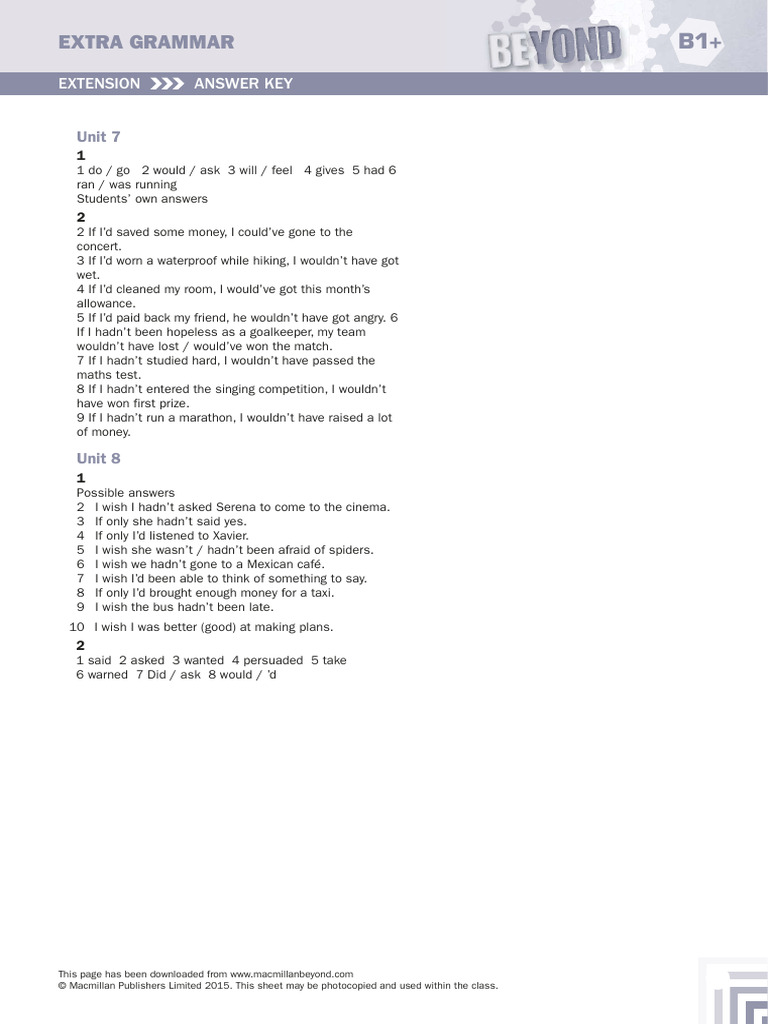 Beyond B1 Conditionals-Review Answers | PDF | Language Arts & Discipline