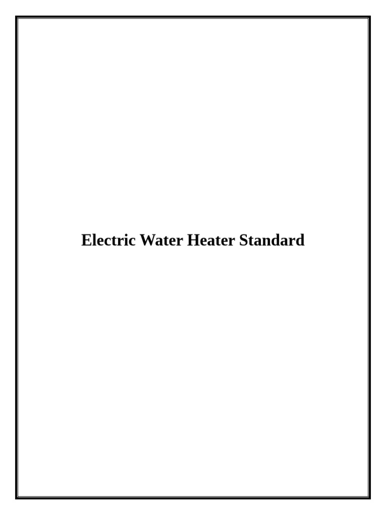 Electric Water Heater Standard | PDF