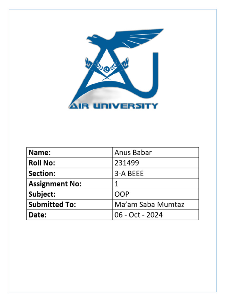 OOP Assignment: Classes & Constructors | PDF | Constructor (Object Oriented Programming ...