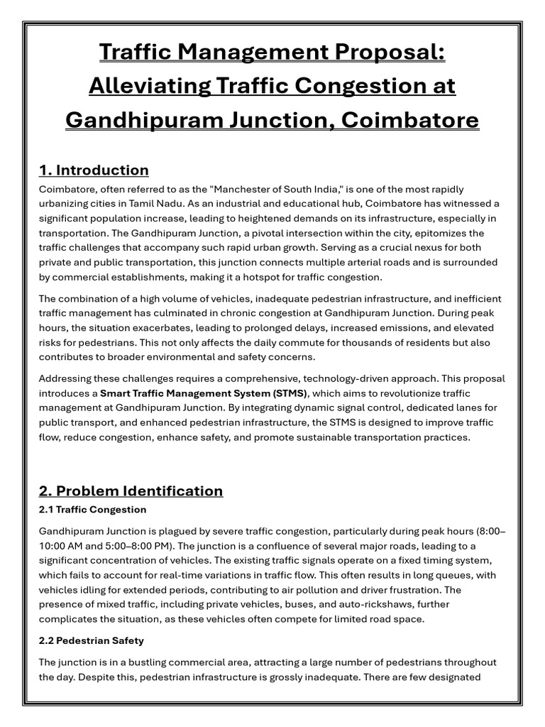 Traffic Management Proposal | PDF | Traffic | Pedestrian Crossing