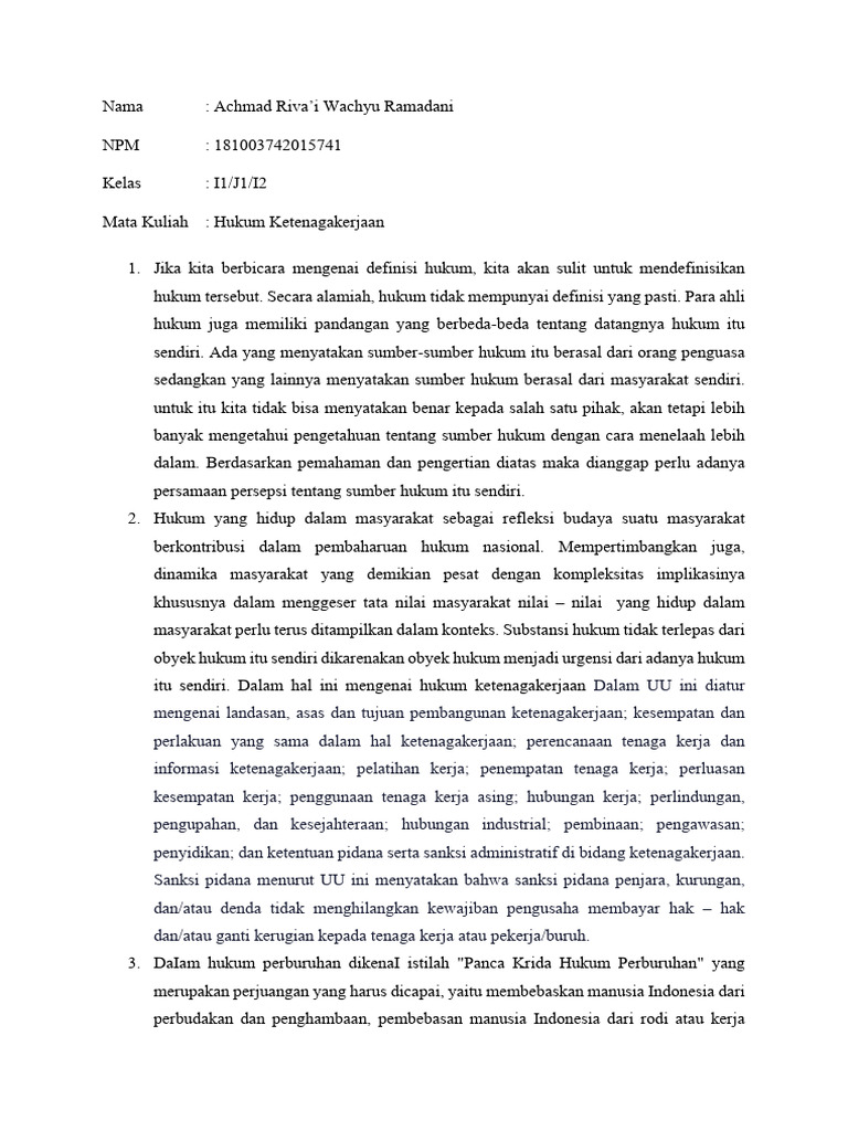 Hukum Ketenagakerjaan - Achmad Rivai | PDF