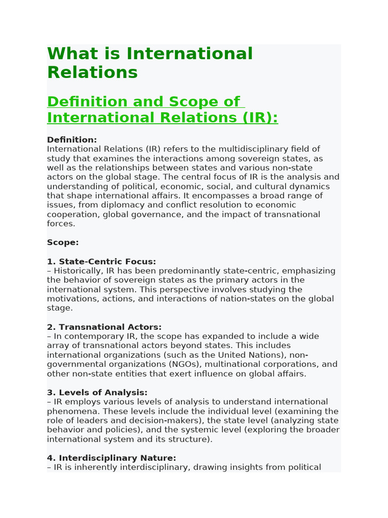 Internation Relation | PDF | International Relations | Power (Social ...